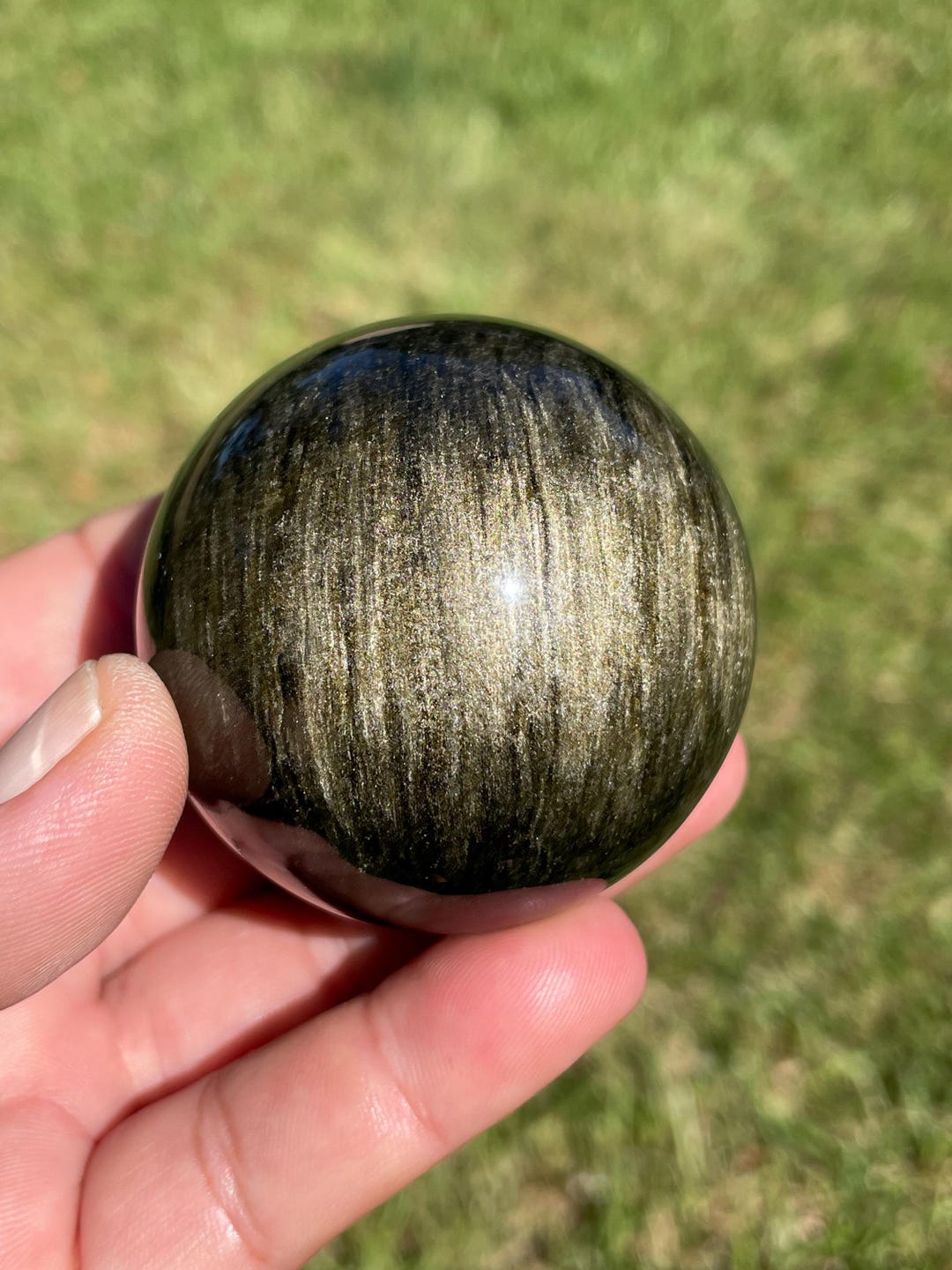 Golden Obsidian Sphere - Crystal Home Decor - Natural Stone - - Etsy