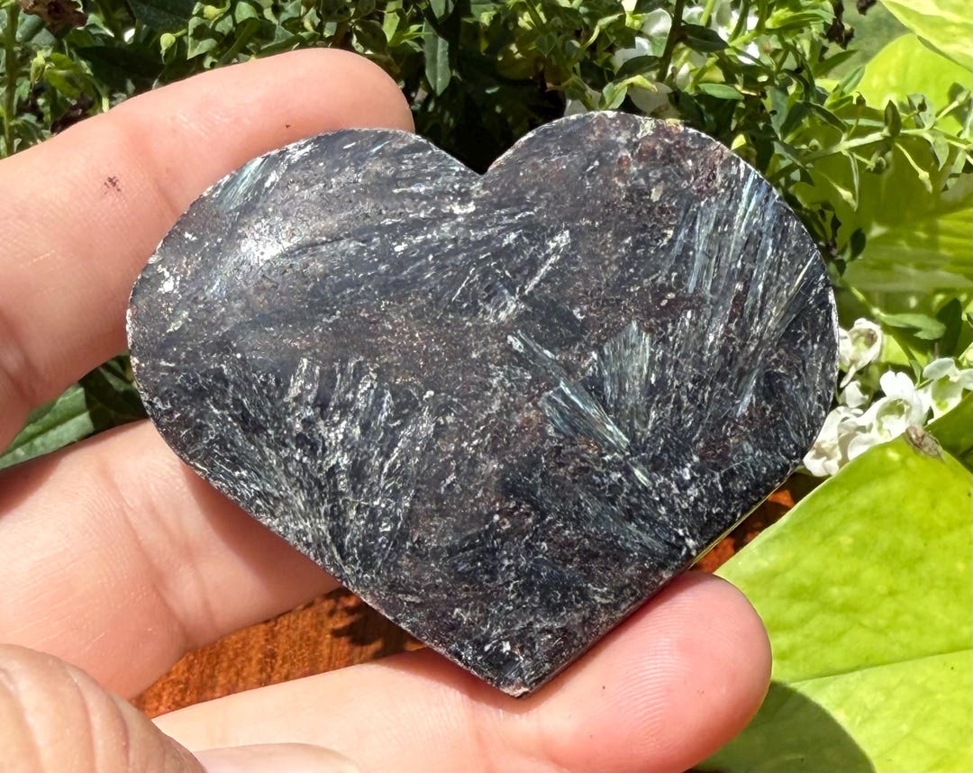 Garnet With Astrophyllite Heart - Crystal Home Decor - Natural Stone - Etsy