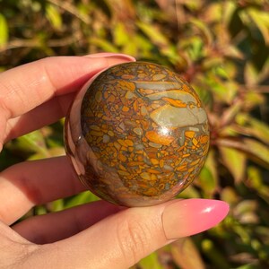 Bamboo Jasper Leaf Jasper Spher With Holder Polished Natural Stone ...