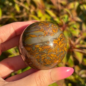 Bamboo Jasper Leaf Jasper Spher With Holder Polished Natural Stone ...