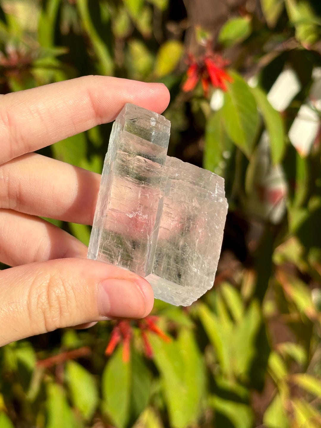 Iceland Spar Optical Calcite Specimen Slab With Rainbow - Polished ...