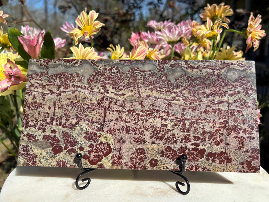Big Picture Jasper Slab With Black Stand - Polished Natural Stone ...