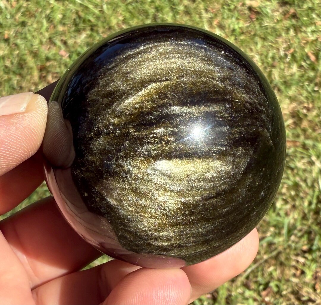 Golden Obsidian Sphere - Crystal Home Decor - Natural Stone - - Etsy