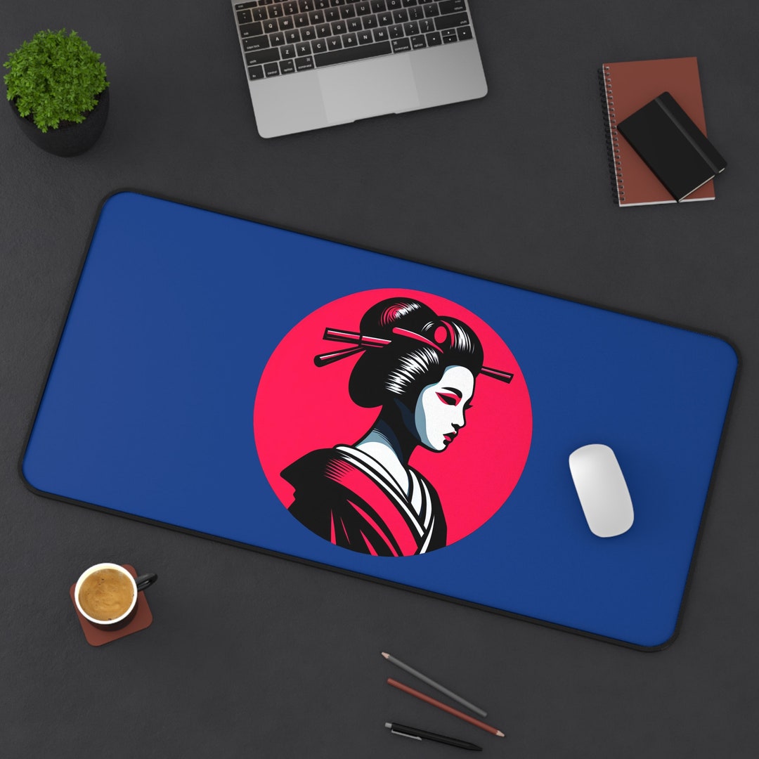 Japanese Geisha Mouse Pad, Oversized Mouse Pad, Japanese Desk Mat, Pop ...