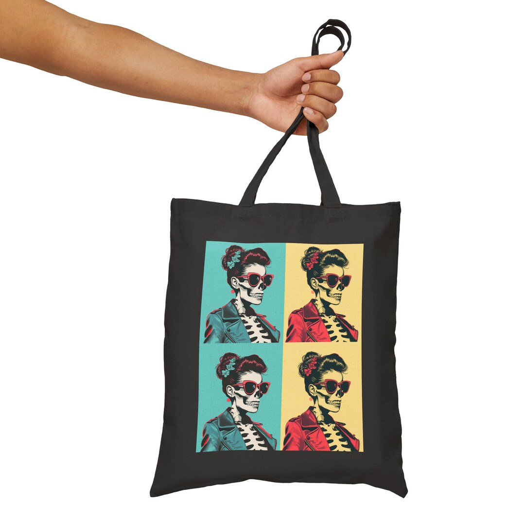 Rockabilly Canvas Tote Bag, Modern Pop Art Tote Bag, Rockabilly ...