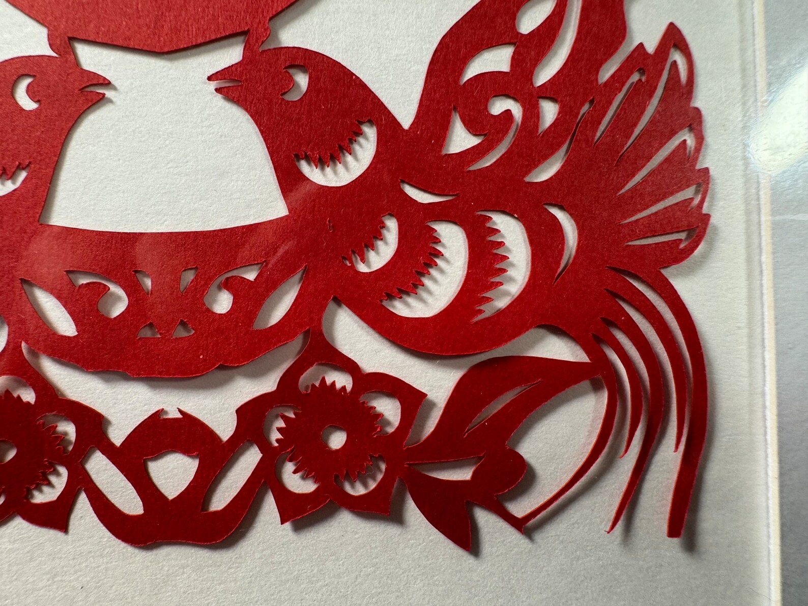 Double Happiness Paper Cut Twin Magpies With Floral Accents Vibrant ...