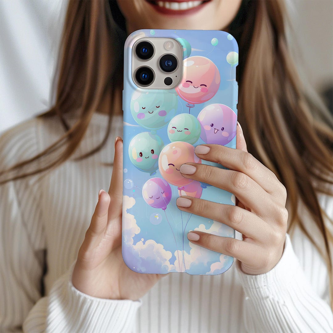 Cute Kawaii Cartoon Balloons Kawaii Phone Case for iPhone Pro Max 15 14 ...