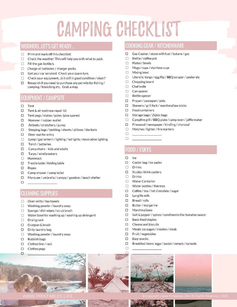 Checklists | Camping Checklist Printable - Ultimate Family 2-page ...