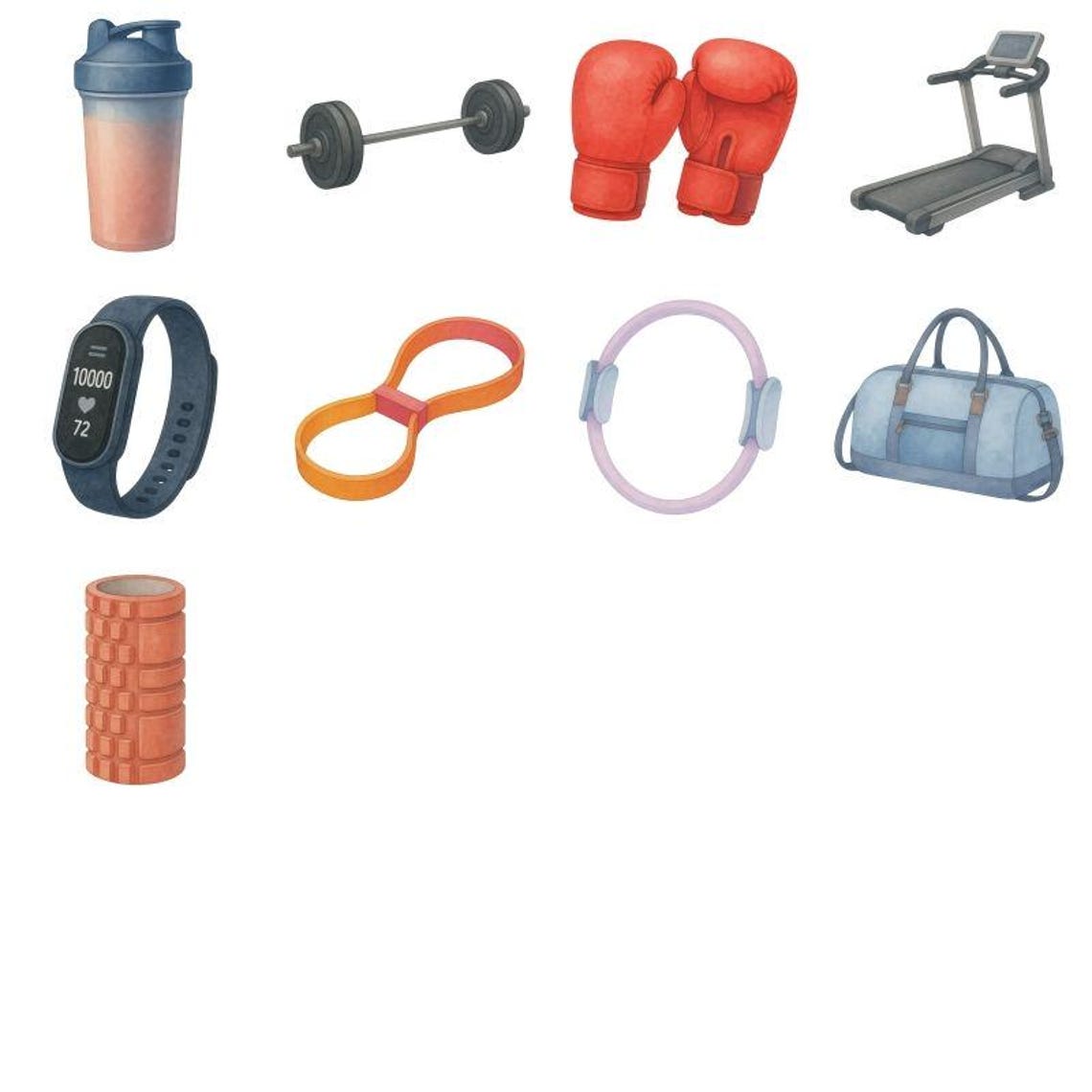 Fitness Clipart Bundle | 40 Watercolor Workout Pngs | Gym Digital ...