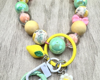 Beaded Lemon Keychain Bracelet - Etsy