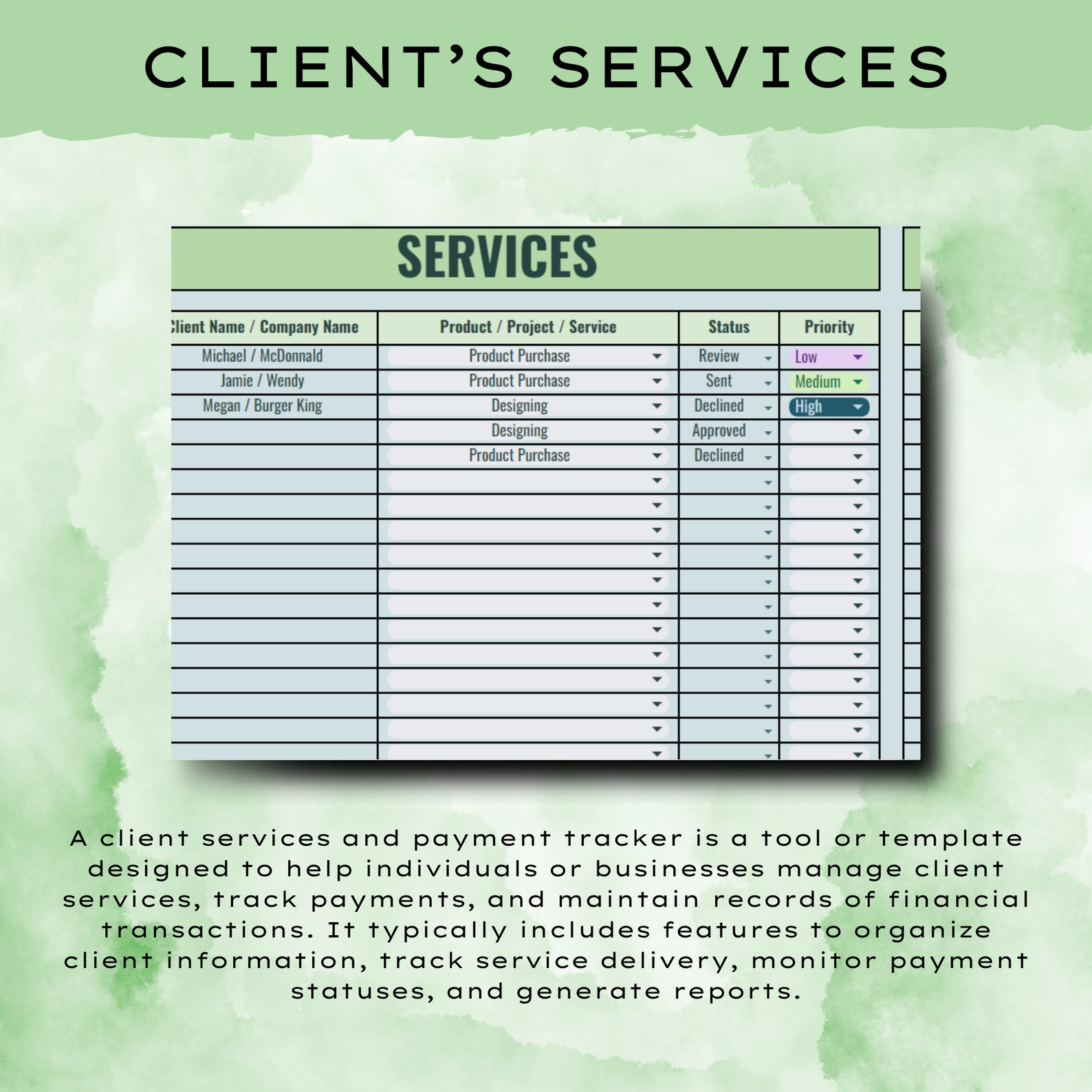 Client Tracker Spreadsheet for Small Business W/ Task Tracker Customer ...