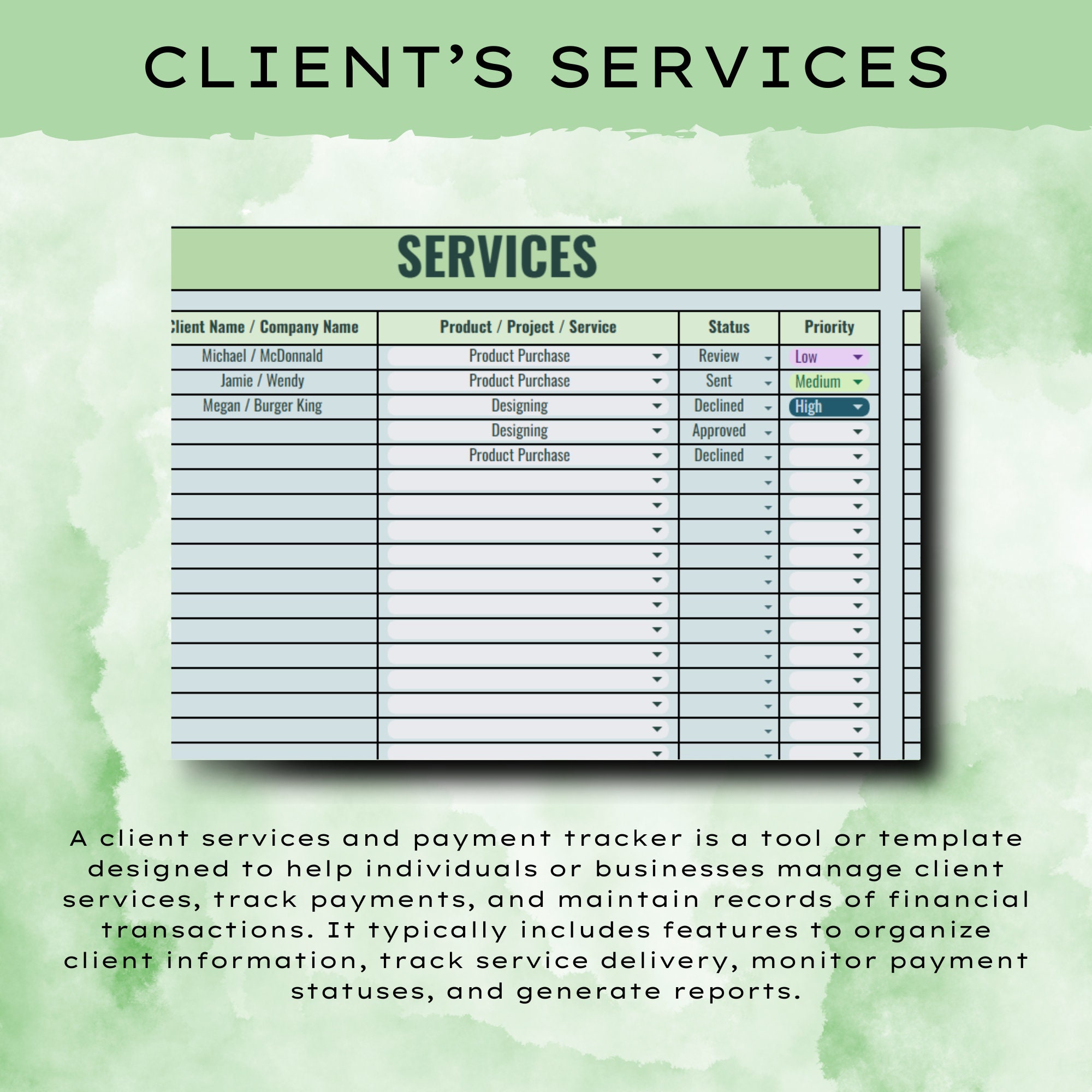 Client Tracker Spreadsheet for Small Business W/ Task Tracker Customer ...