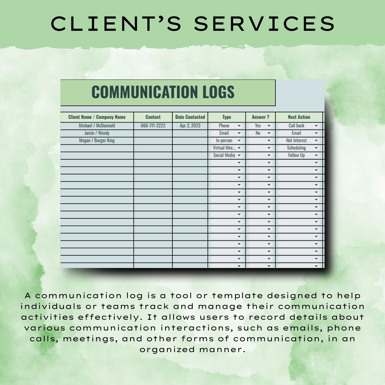 Client Tracker Spreadsheet for Small Business W/ Task Tracker Customer ...