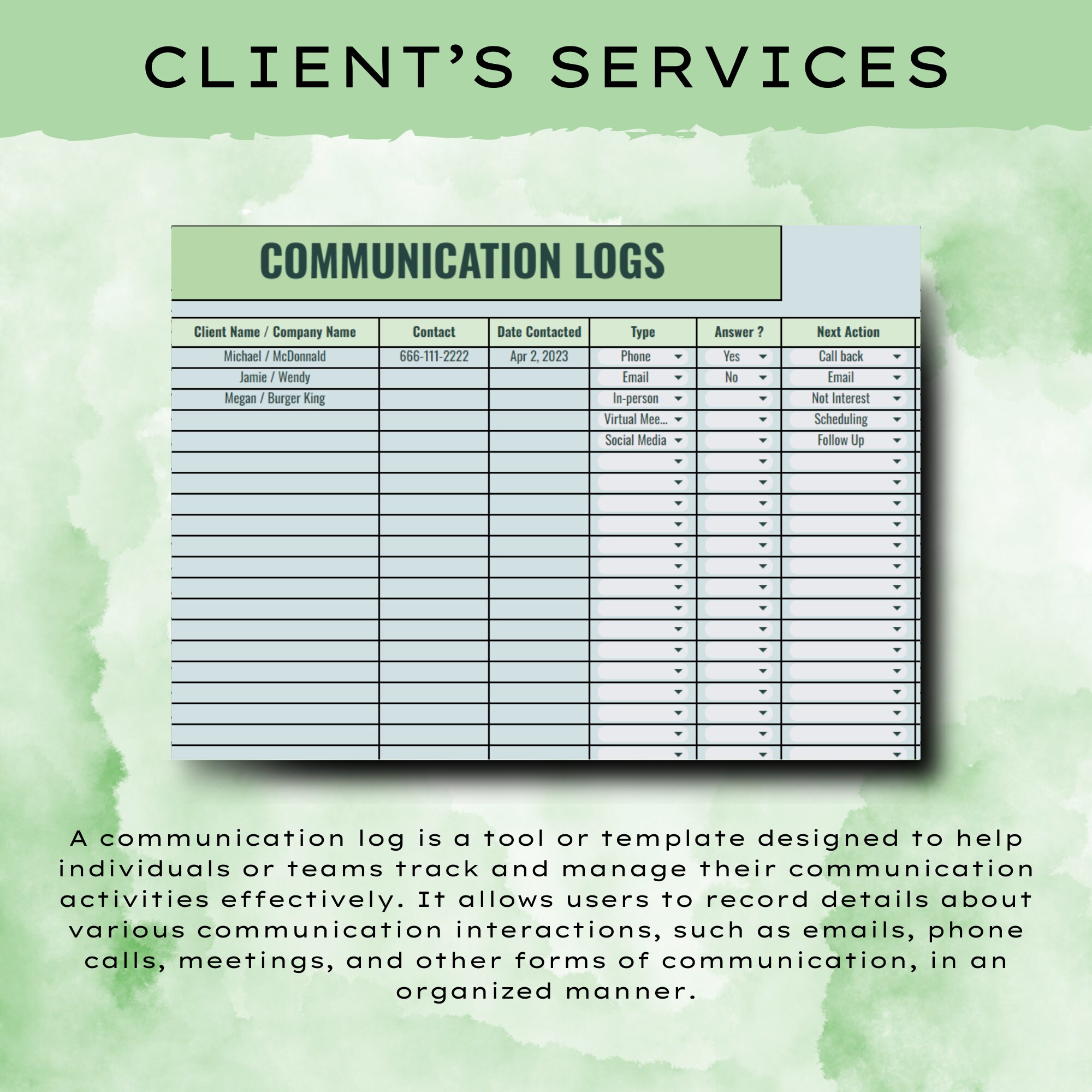 Client Tracker Spreadsheet for Small Business W/ Task Tracker Customer ...
