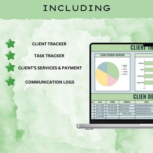 Client Tracker Spreadsheet for Small Business W/ Task Tracker Customer ...