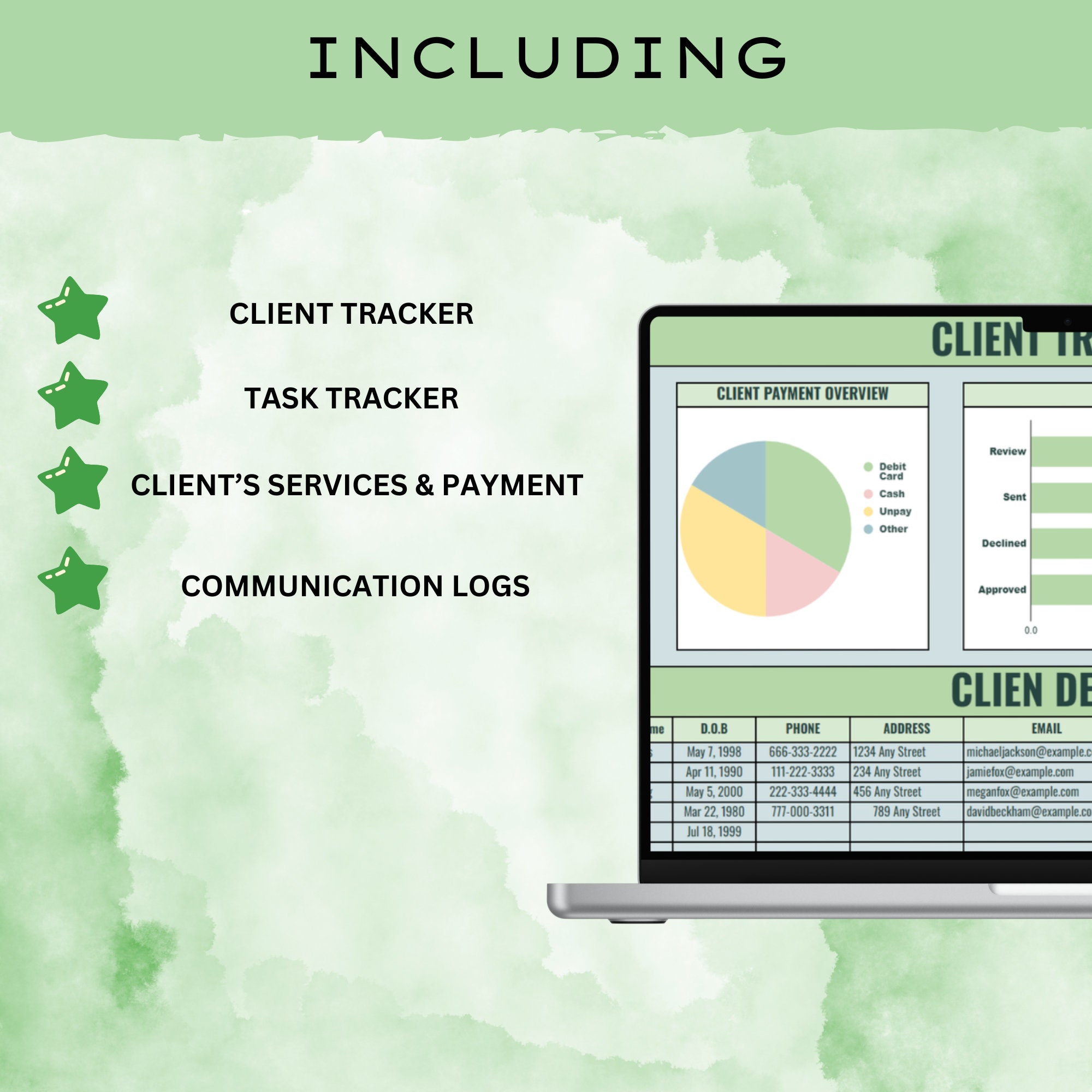 Client Tracker Spreadsheet for Small Business W/ Task Tracker Customer ...