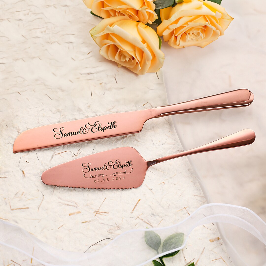 Personalized Wedding Cake Knife Server Set, Wedding Cake Cutting Set ...