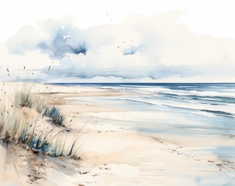 Modern Coastal Chic Art 3x4 Beach Grass Grey Digital Download Beach ...