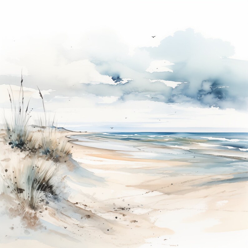 Modern Coastal Chic Art Square Beach Sand Sea Digital Download Beach ...