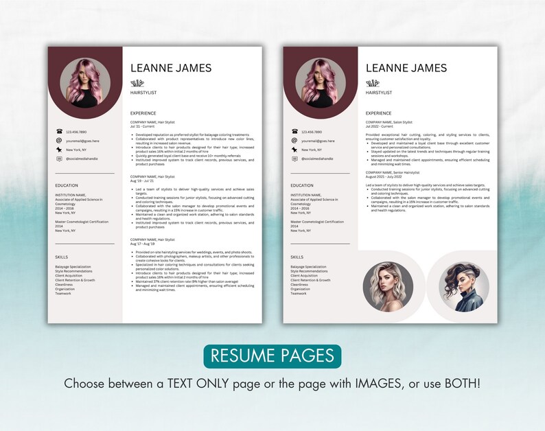 Hairstylist Resume Canva, Modern Canva Resume Template, Esthetician ...