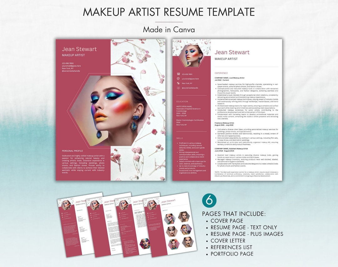 Modèle de CV d'artiste maquilleur Canva, Modèle de CV d'esthéticienne ...