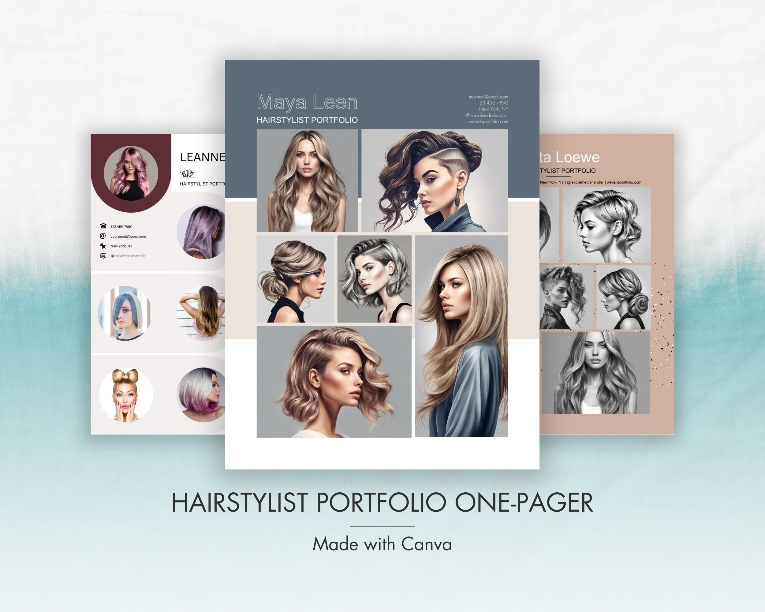 Hairstylist Portfolio Canva Template - One Pager, Printable, and ...