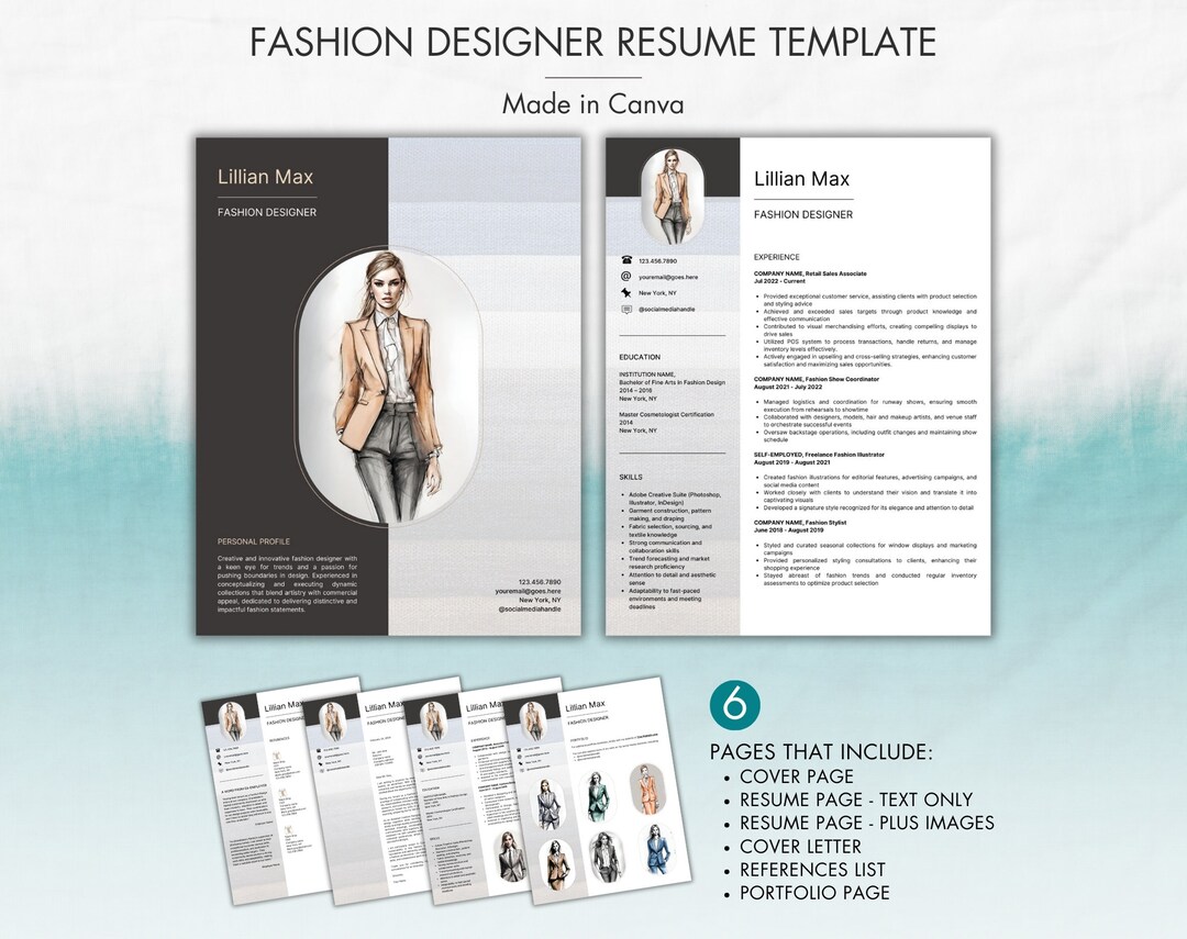 Fashion Designer Resume Canva, Stylist Resume Template, Esthetician ...