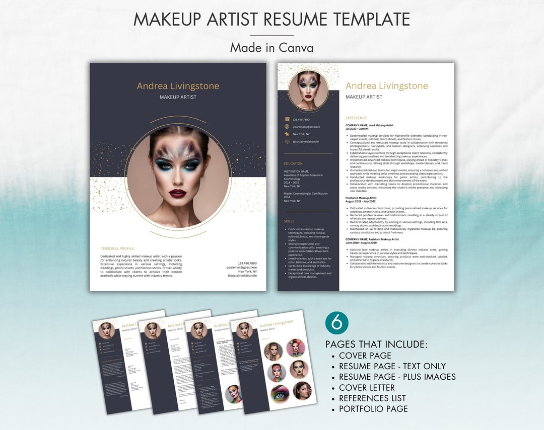 Makeup Artist Resume Canva, Makeup Artist Assistant CV, Modern Canva ...