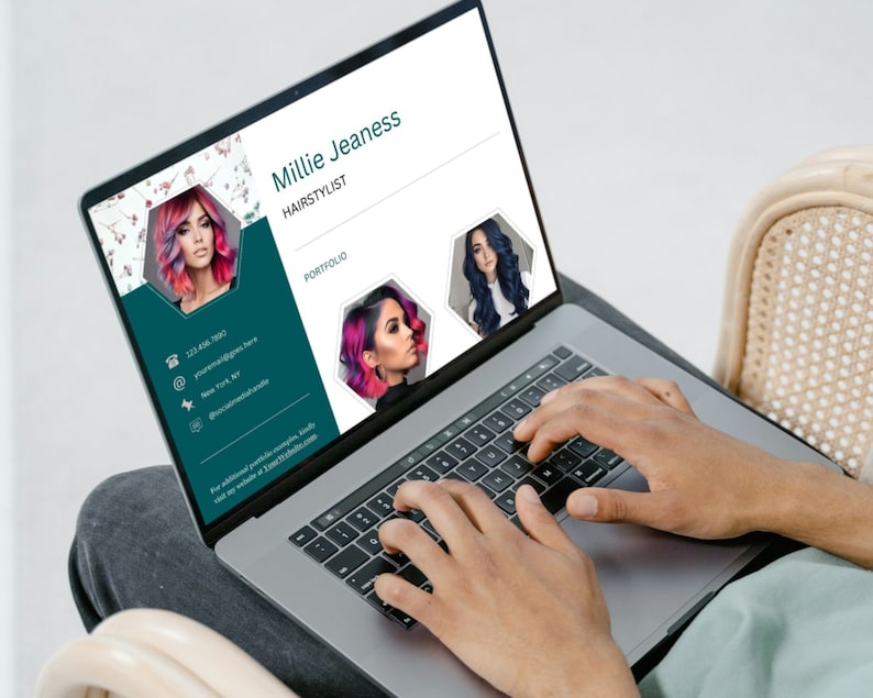 Hairstylist Portfolio Canva Template - One Pager, Printable, and ...