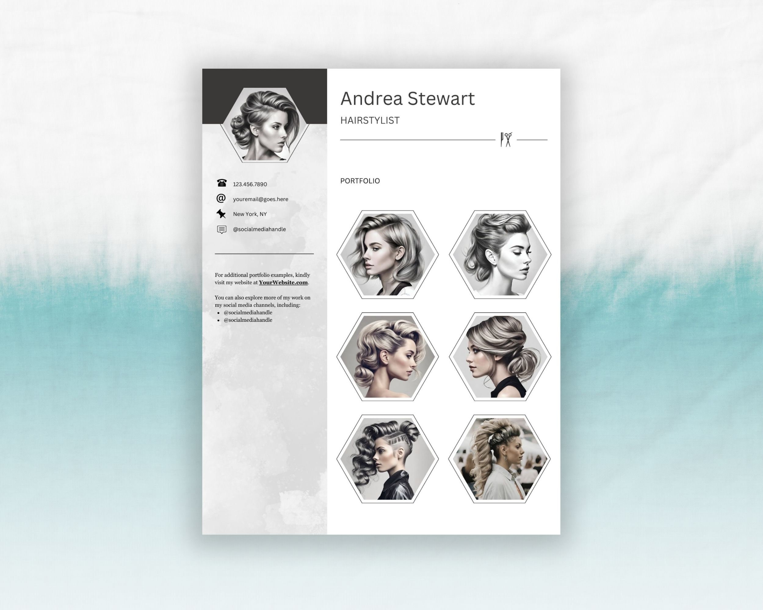 Hairstylist Portfolio Canva Template - One Pager, Printable, and ...