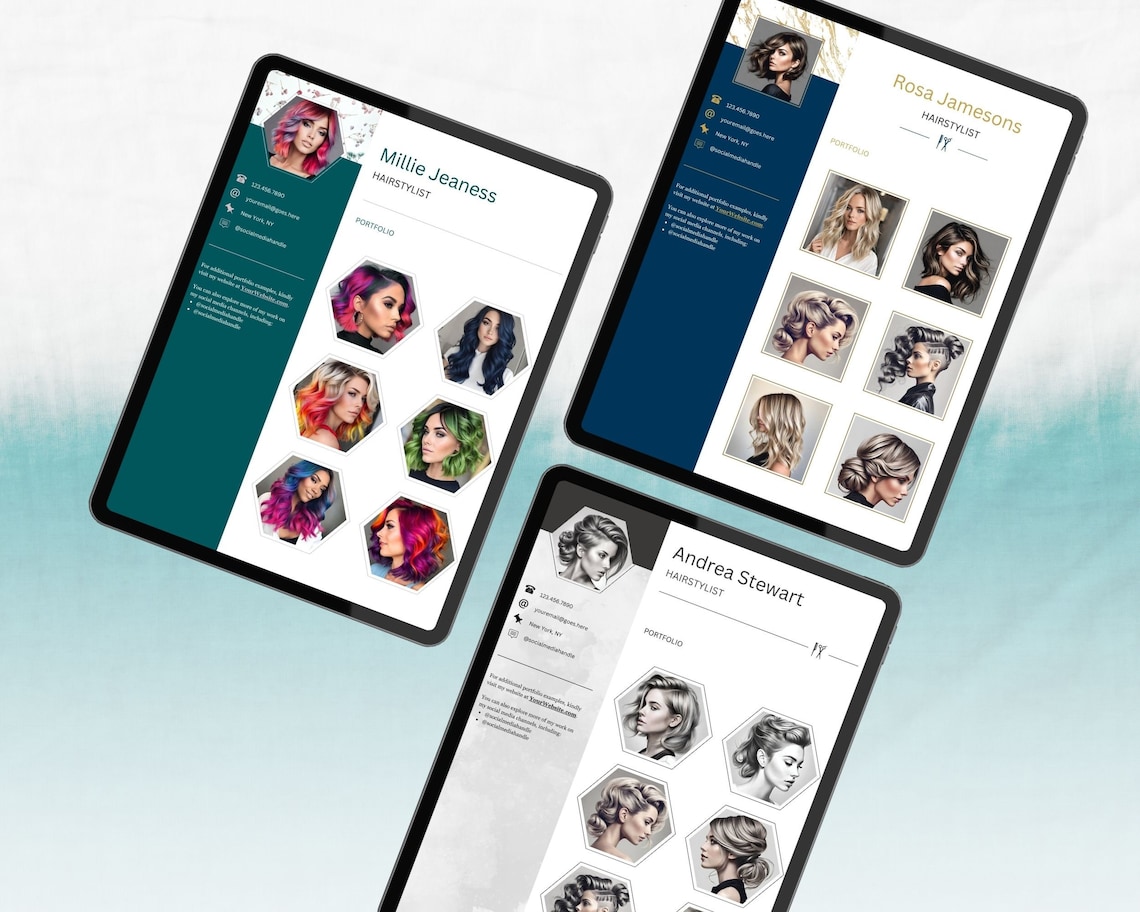 Hairstylist Portfolio Canva Template - One Pager, Printable, and ...