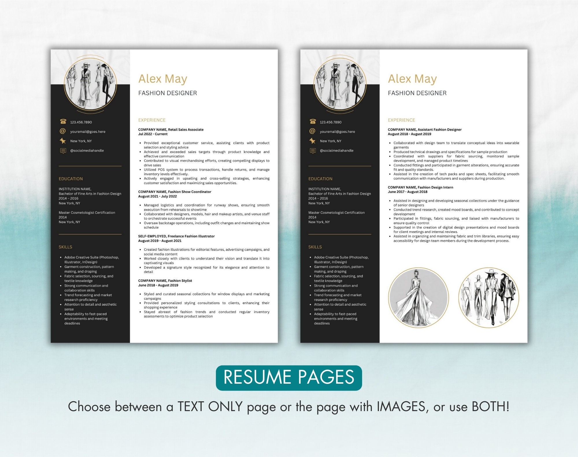 Fashion Designer Resume Template Canva, Fashion Stylist Resume Template ...