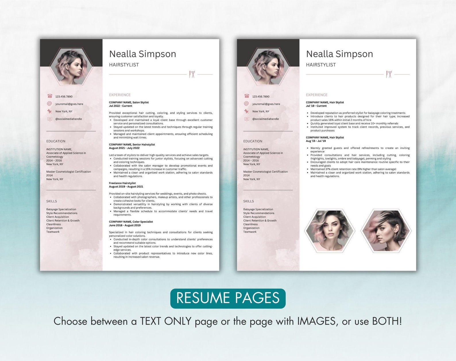 Hairstylist Resume Canva, Modern Canva Resume Template, Esthetician ...