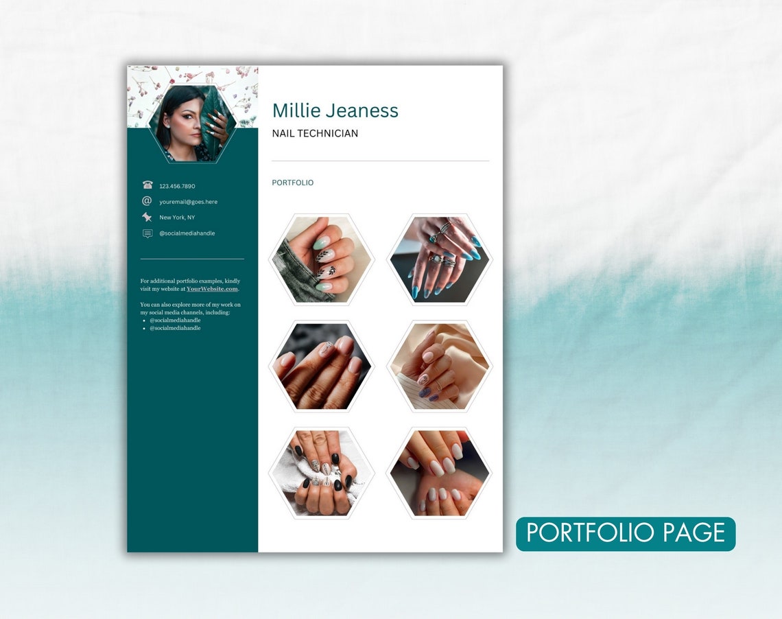 Nail Technician Resume Template, Nail Artist Resume Canva, Modern CV ...