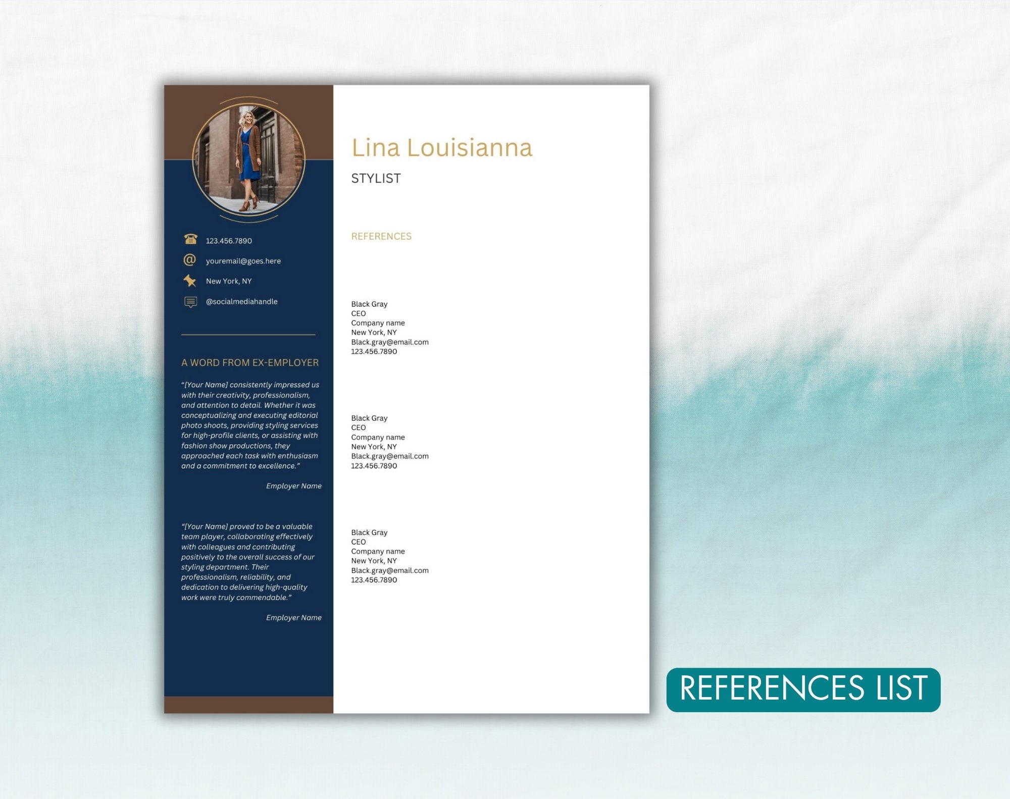 Stylist Resume Template Canva, Fashion Stylist Resume, Personal Stylist ...