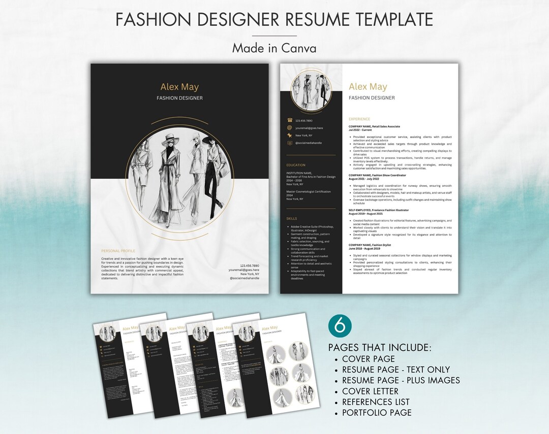 Fashion Designer Resume Template Canva, Fashion Stylist Resume Template ...
