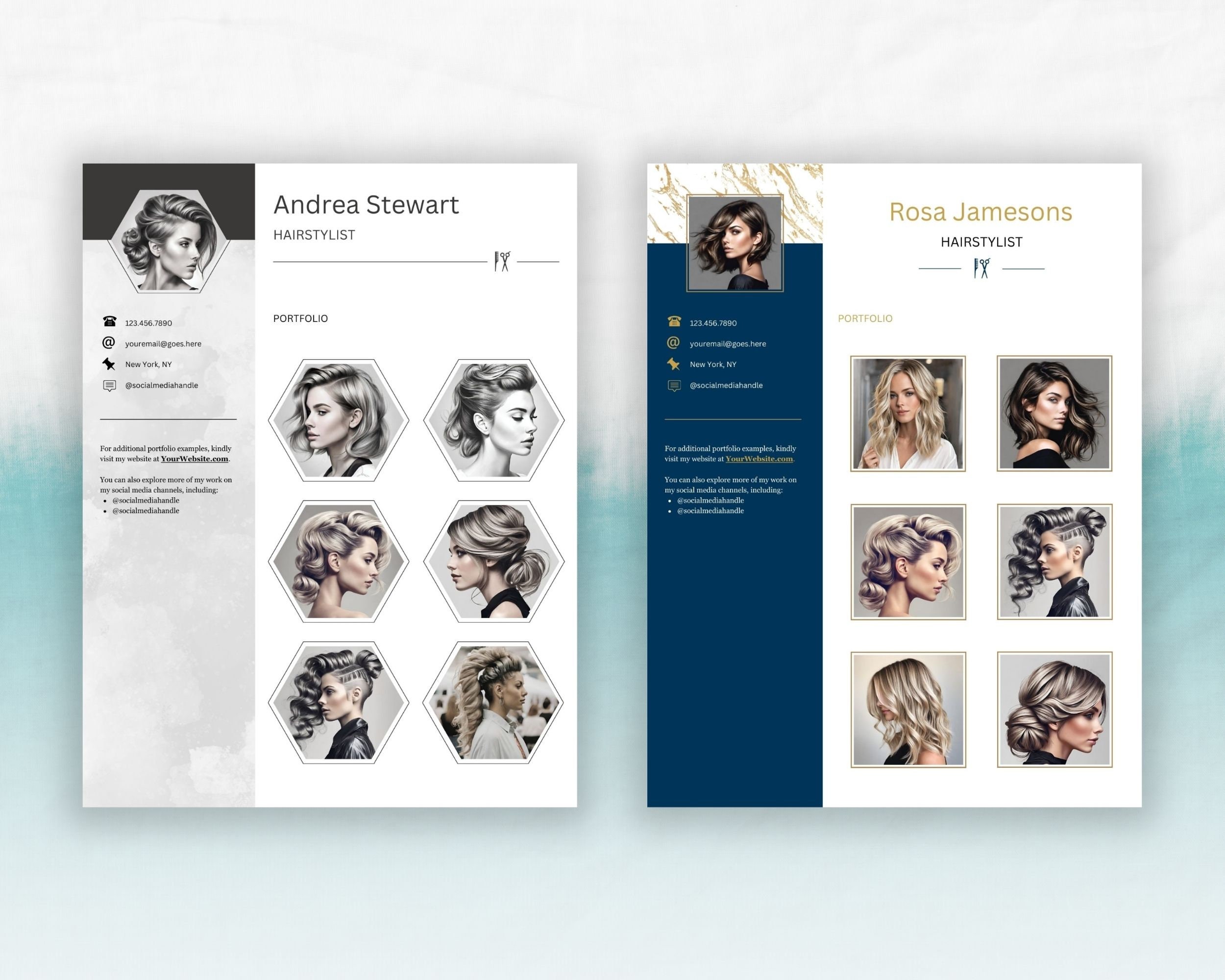 Hairstylist Portfolio Canva Template - One Pager, Printable, and ...