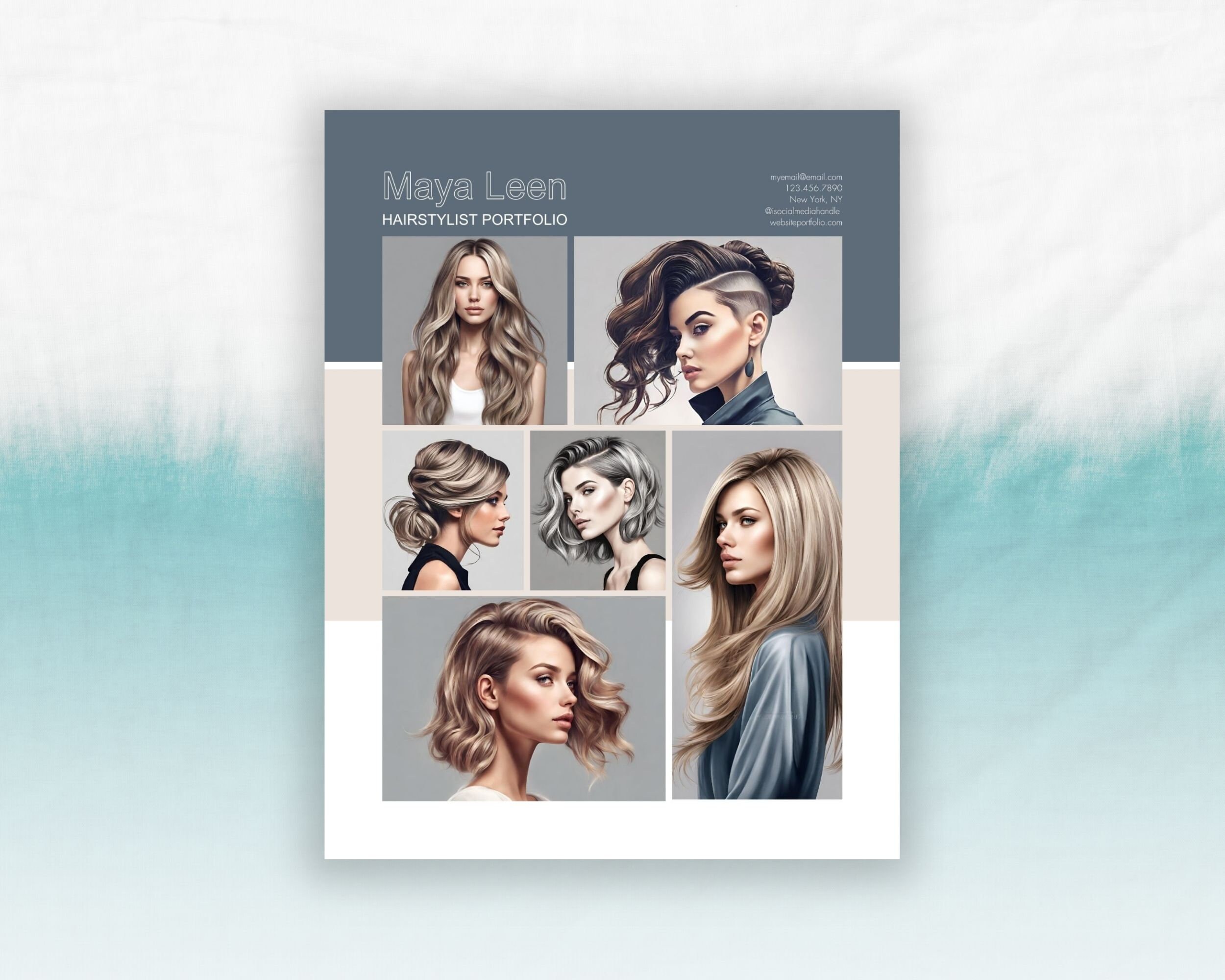 Hairstylist Portfolio Canva Template - One Pager, Printable, and ...