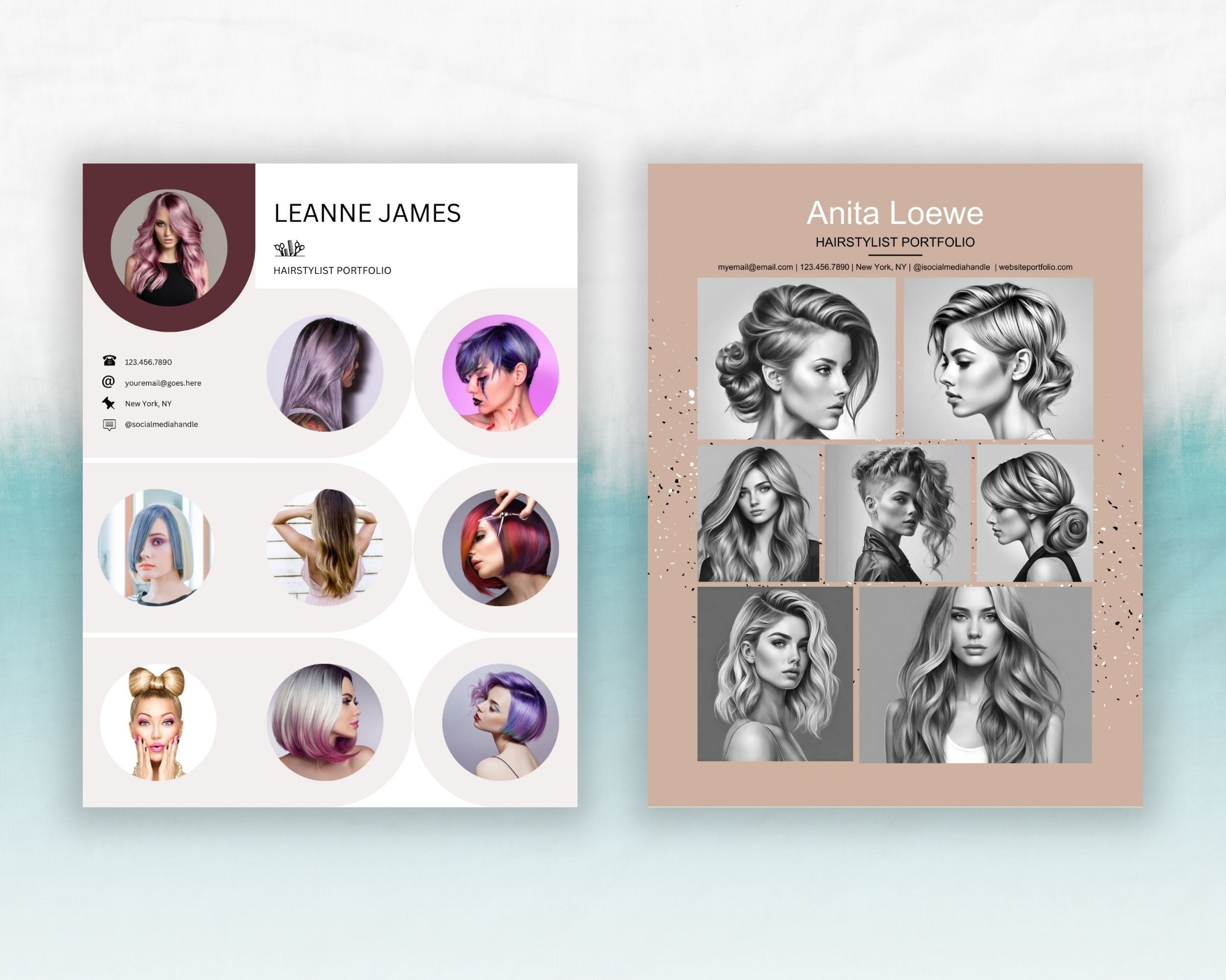 Hairstylist Portfolio Canva Template - One Pager, Printable, and ...