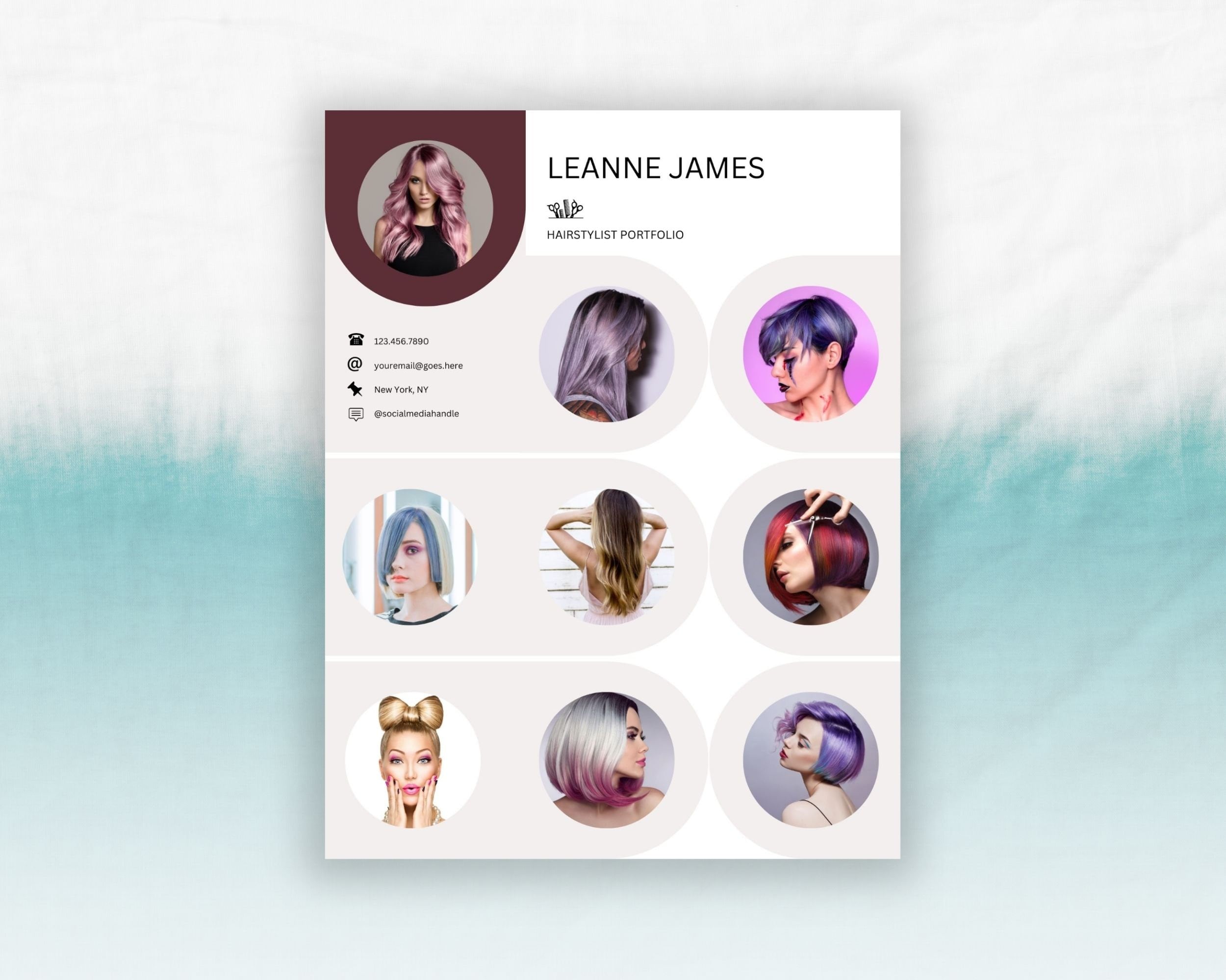 Hairstylist Portfolio Canva Template - One Pager, Printable, and ...