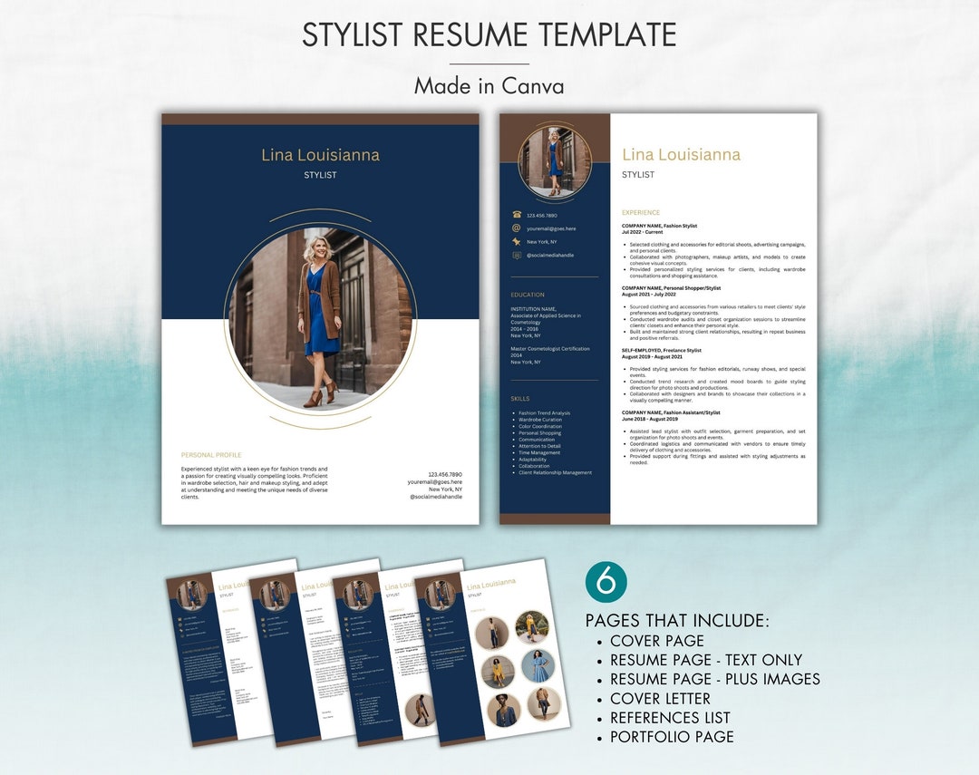 Stylist Resume Template Canva, Fashion Stylist Resume, Personal Stylist ...
