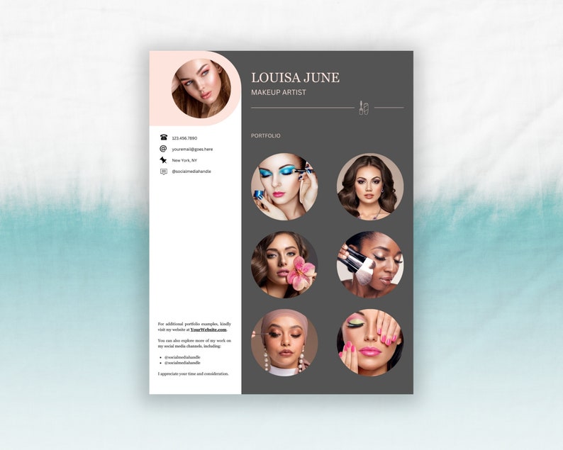 Hairstylist, Nail Technician & Makeup Artist Portfolio One-pagers ...