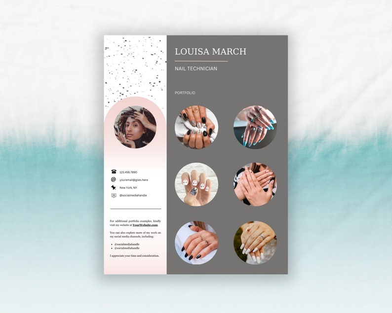 Hairstylist, Nail Technician & Makeup Artist Portfolio One-pagers ...