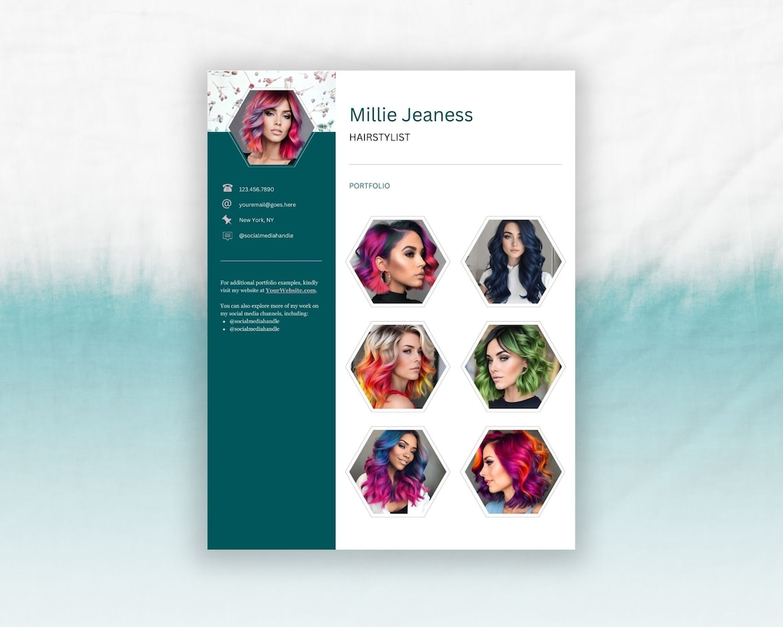 Hairstylist Portfolio Canva Template - One Pager, Printable, and ...