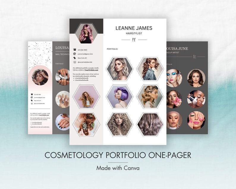 Hairstylist, Nail Technician & Makeup Artist Portfolio One-pagers ...