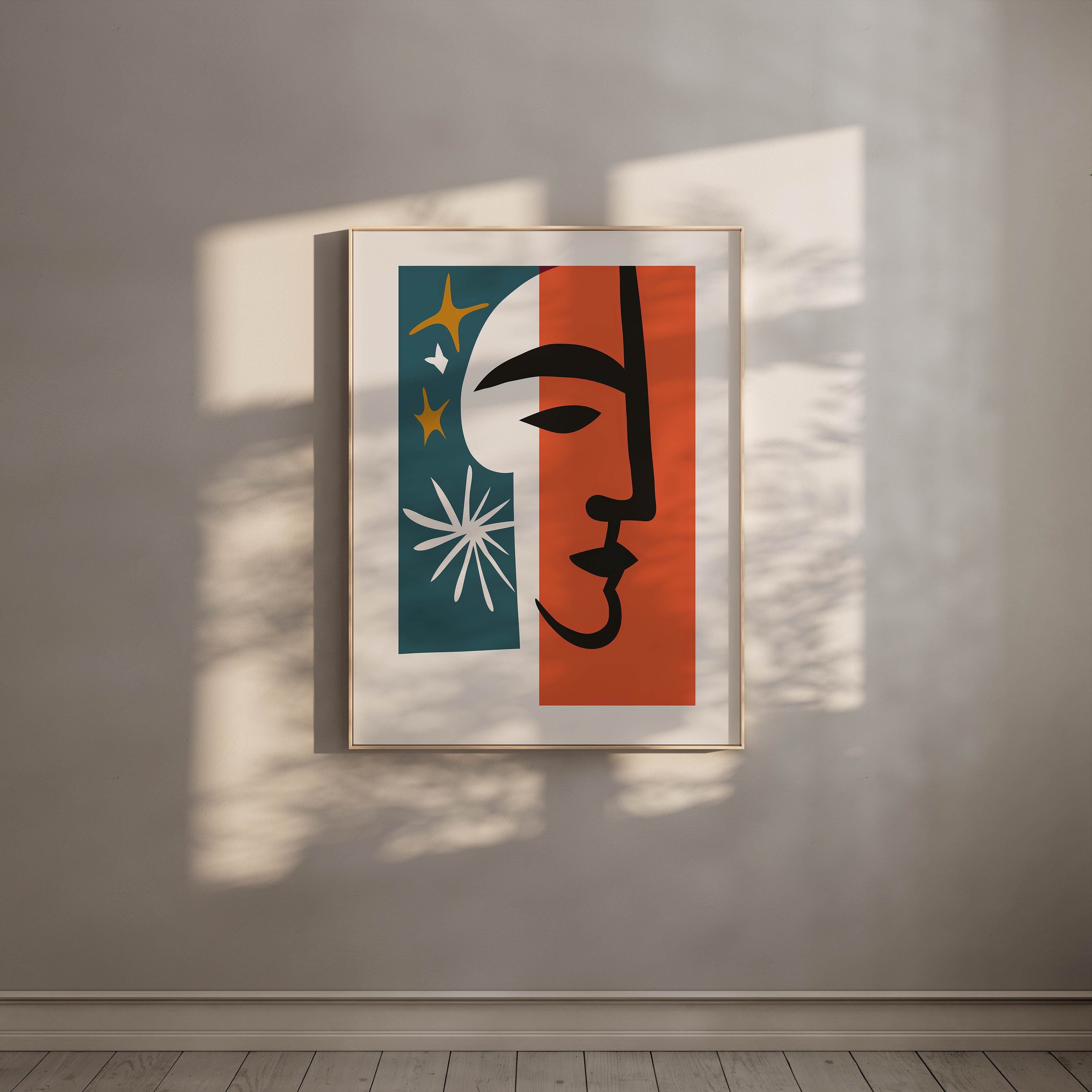 Celestial Face Wall Art Print - Modern Graphic Wall Art, Contemporary ...