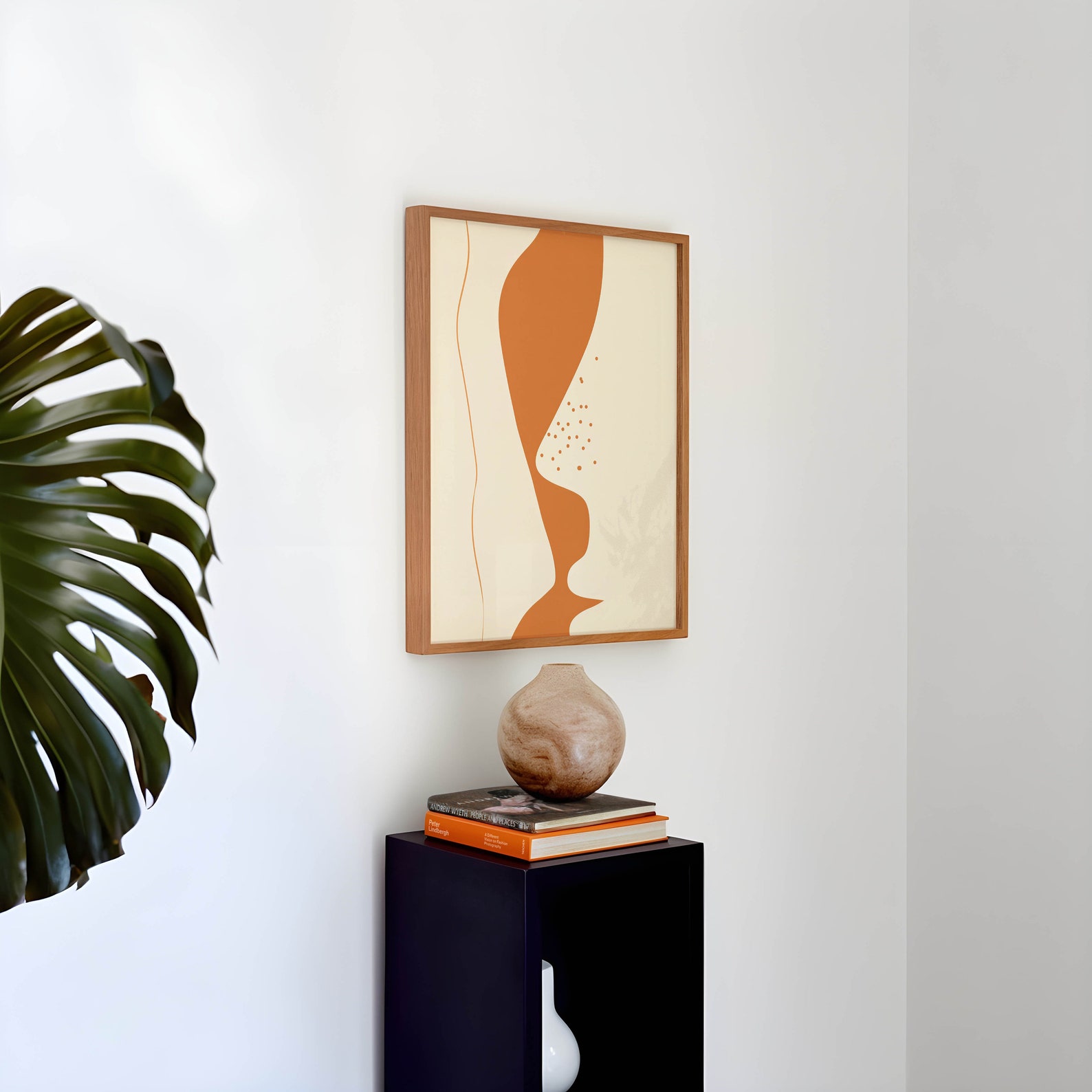 Curvilinear Abstract Form Art - Earth Tones Print, Minimalist Decor ...