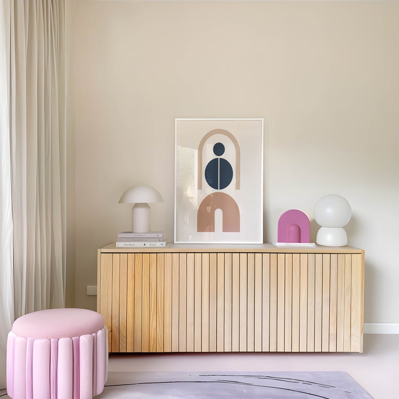 Geometric Abstract Figure Print - Modern Art, Earth Tone Decor ...