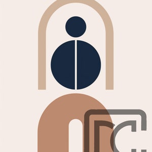 Geometric Abstract Figure Print - Modern Art, Earth Tone Decor ...