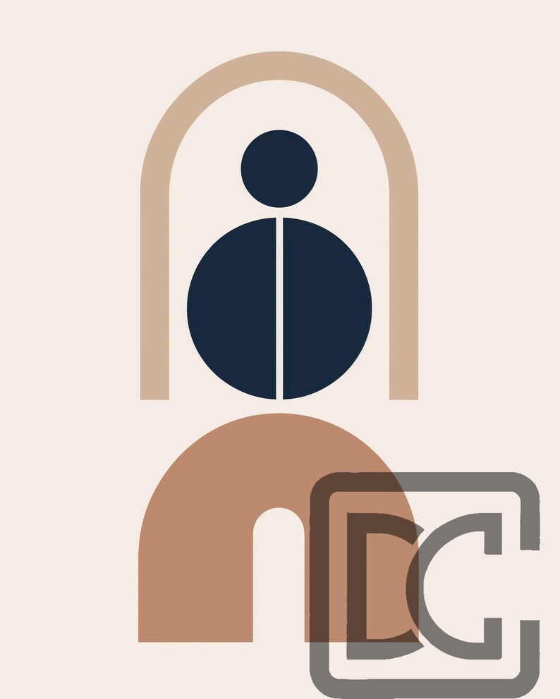 Geometric Abstract Figure Print - Modern Art, Earth Tone Decor ...